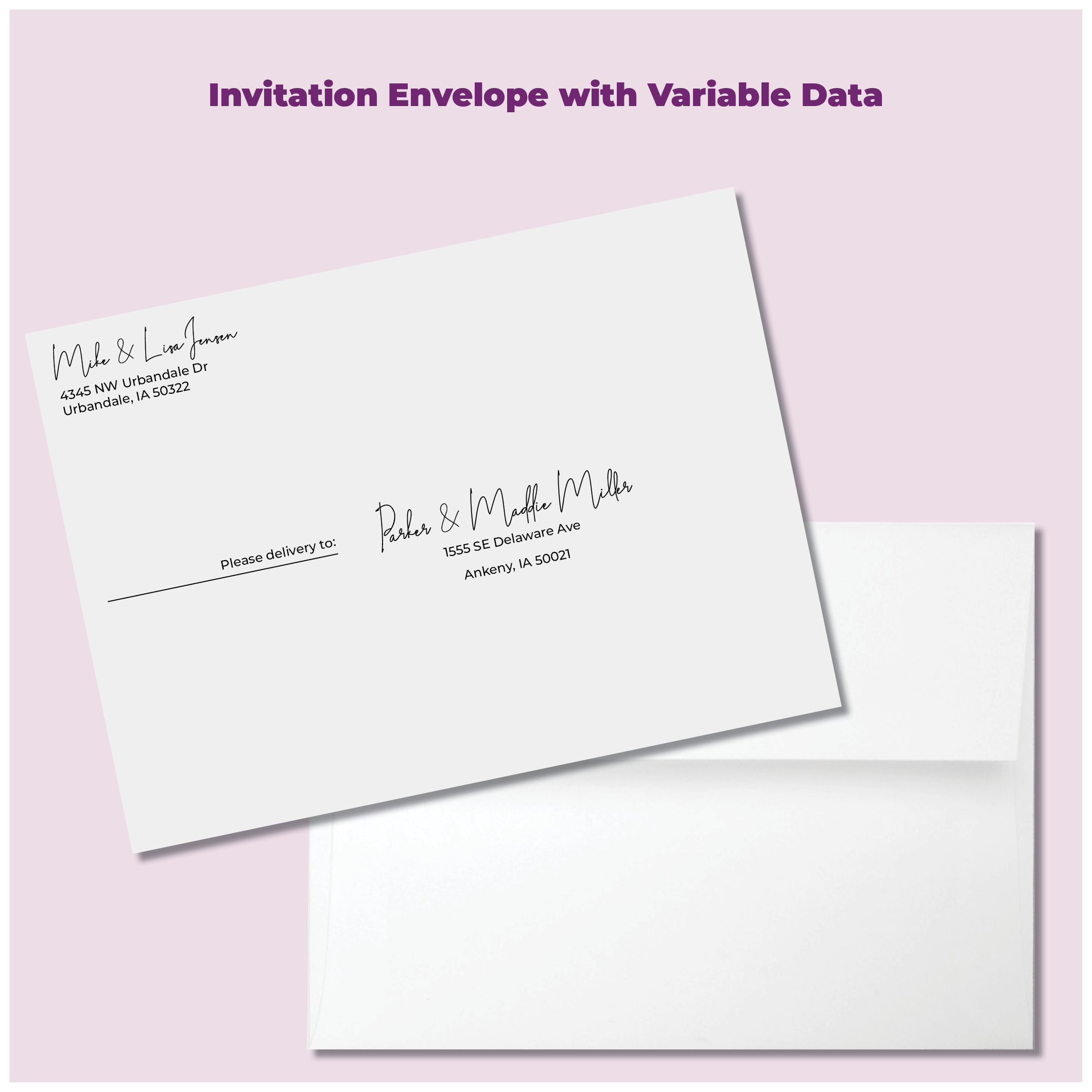 PC Print Center Urbandale · Invitation Envelope with Variable Data